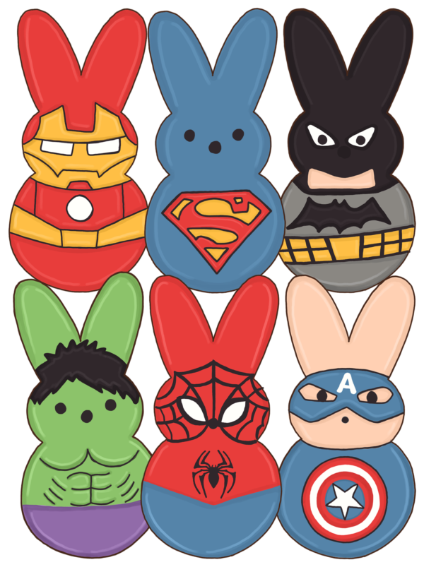 Super Hero Peeps (offered on cream) – Vinyl By M.E.